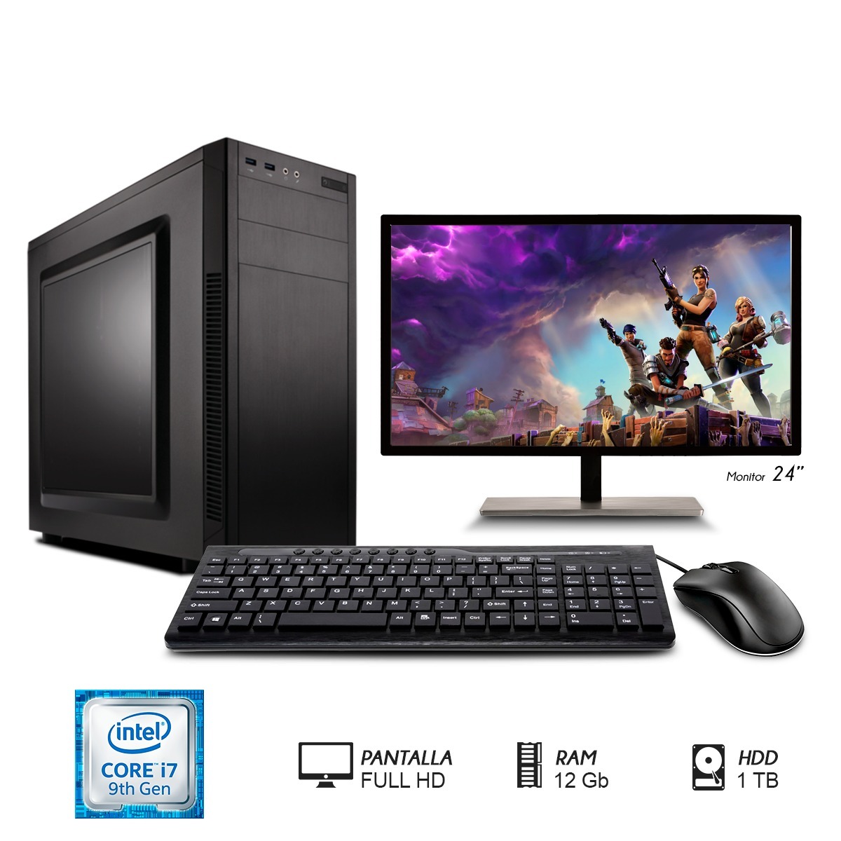 Computadora Pc Intel Core i7-9TH RAM 12GB DISCO DURO 1TB MONITOR 24 ...
